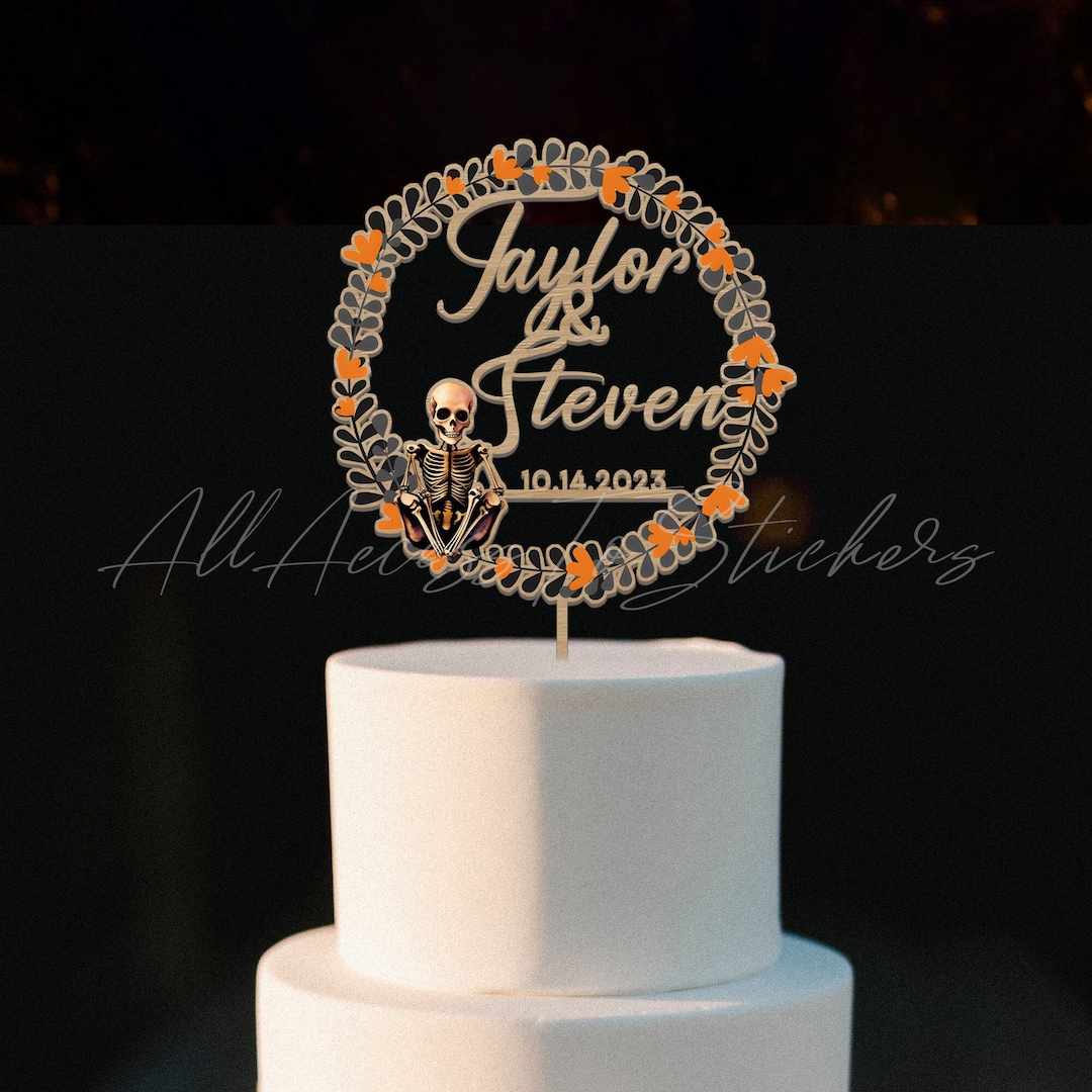 Skeleton Cake Topper Halloween Cake Ornament Circle Topper - Etsy