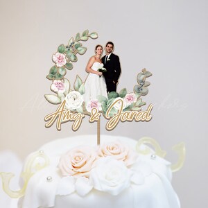 Custom Photo Wedding Cake Topper, Garden Wedding Silhouette Cake Topper ...