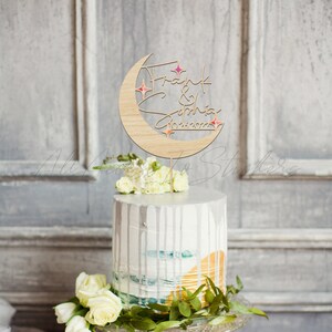 Celestial Wedding Theme Cake Cake Sign, Moon and Star Cake Topper ...
