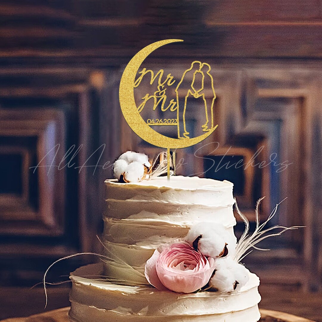 Gay Wedding Cake Topper, Couple Kissing Cake Topper, Love You to the ...