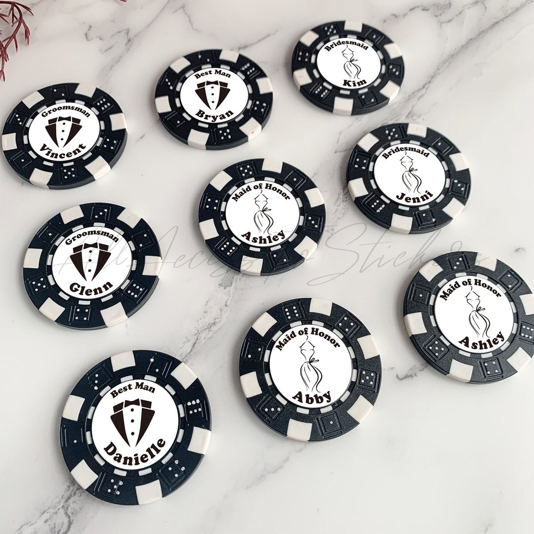 Personalized Wedding Poker Chips, Custom Bridesmaid Name Poker Set ...