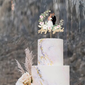 Custom Photo Wedding Cake Topper, Garden Wedding Silhouette Cake Topper ...
