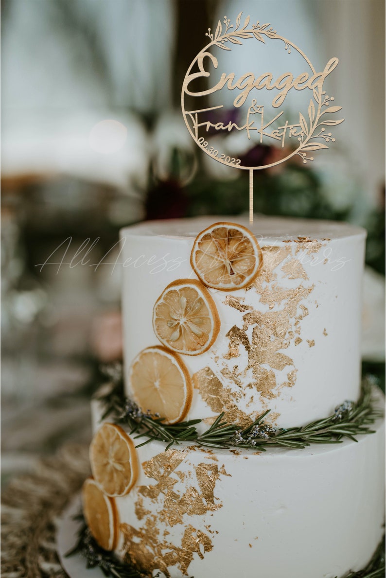 Engagement Cake Topper Custom Couple Name Cake Topper Wreath - Etsy