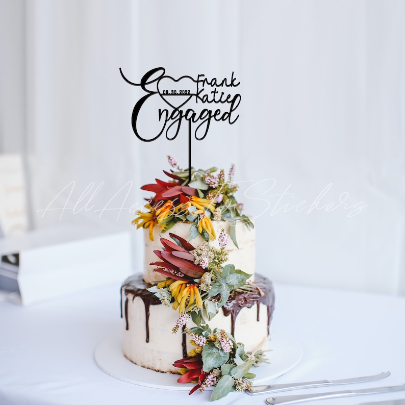 Personalized Engagement Cake Topper Couple Name With Heart - Etsy