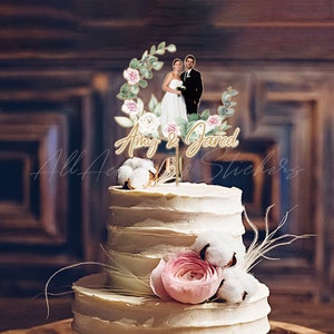 Custom Photo Wedding Cake Topper, Garden Wedding Silhouette Cake Topper ...