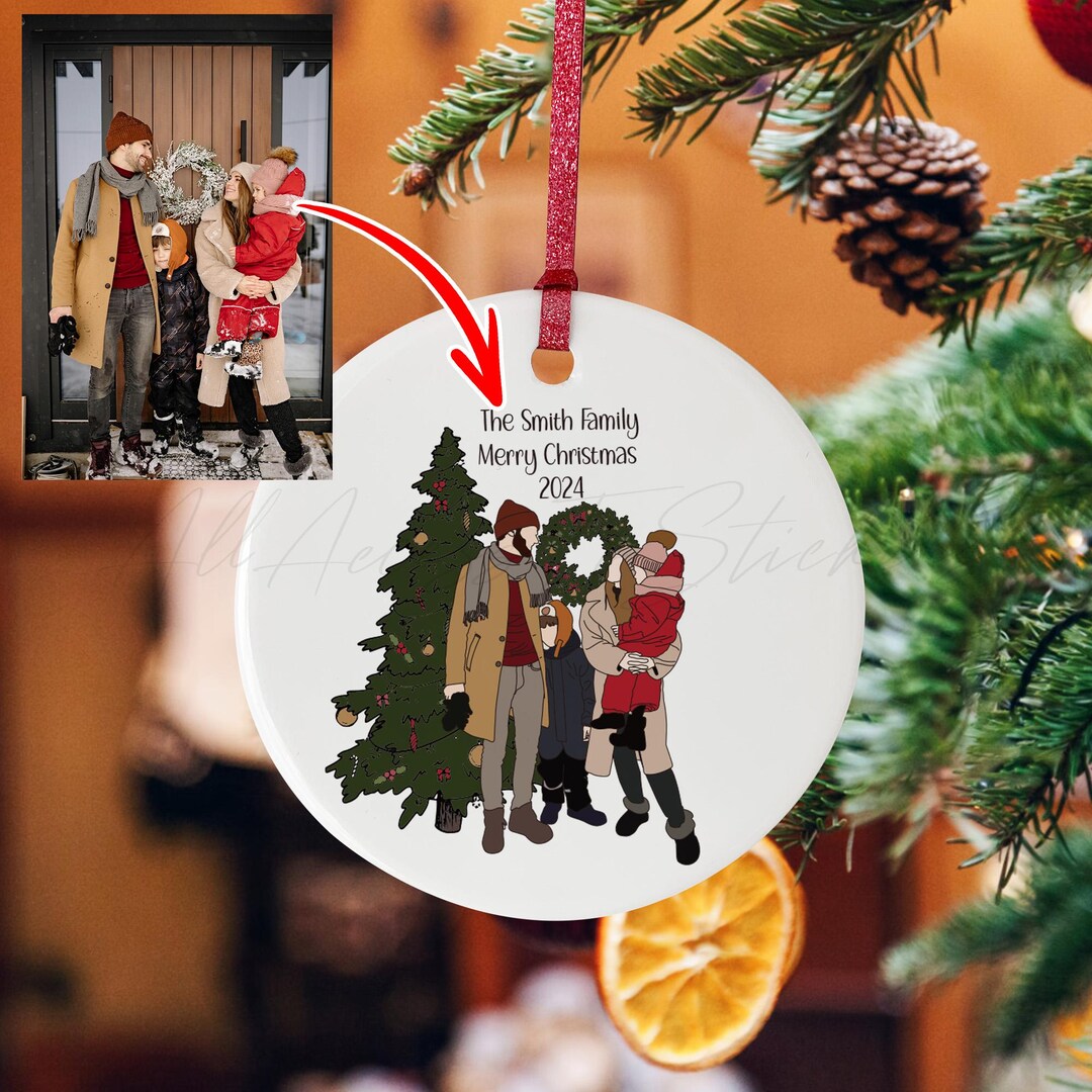Custom First Christmas Couple Ornament, Cozy Faceless Family Portrait ...