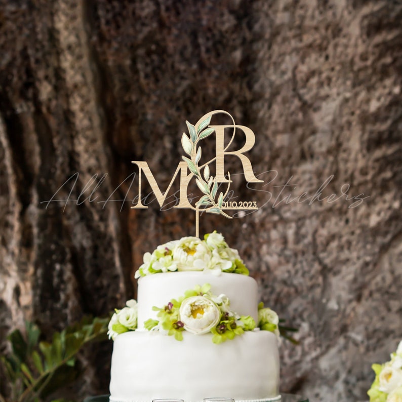 Garden Couple Initials Cake Topper Wedding Cake Topper - Etsy