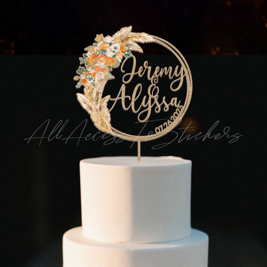 Boho Wedding Cake Topper, Pampa Grass Cake Topper for Party ...