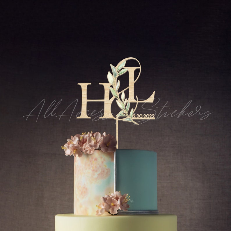 Garden Couple Initials Cake Topper Wedding Cake Topper - Etsy