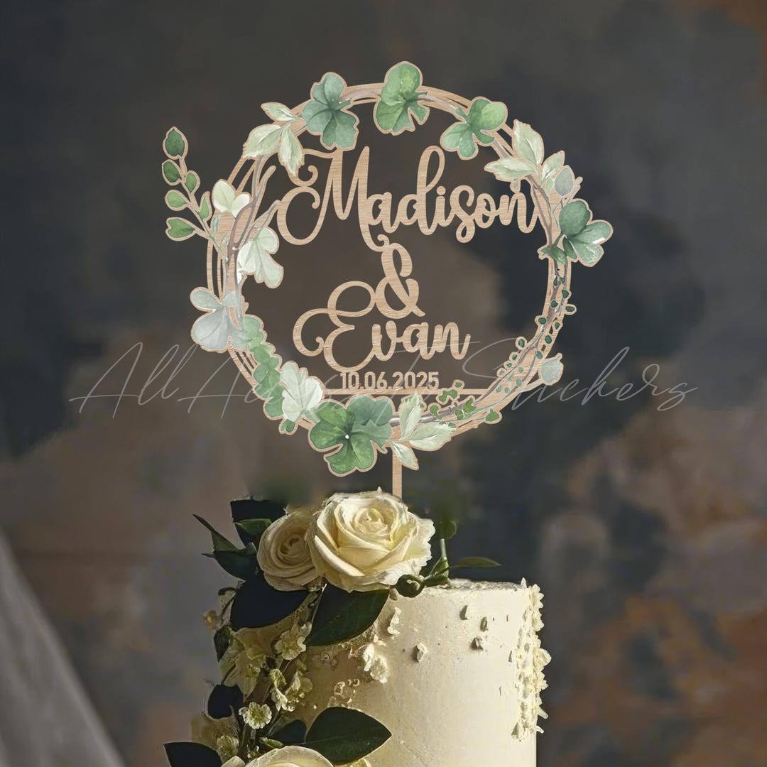 Shamrock Wedding Cake Topper, Greenery Chic Cake Toppers, Elegant Cake ...