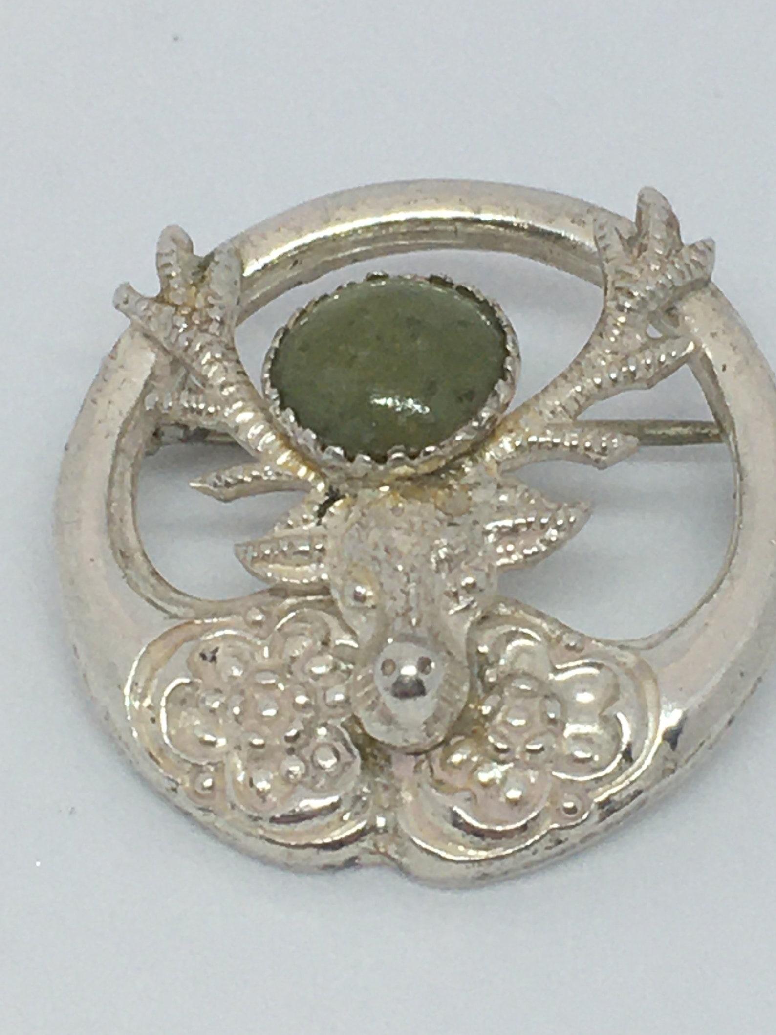 Ward Brothers Vintage Stag Sterling Silver and Agate Stone Brooch ...