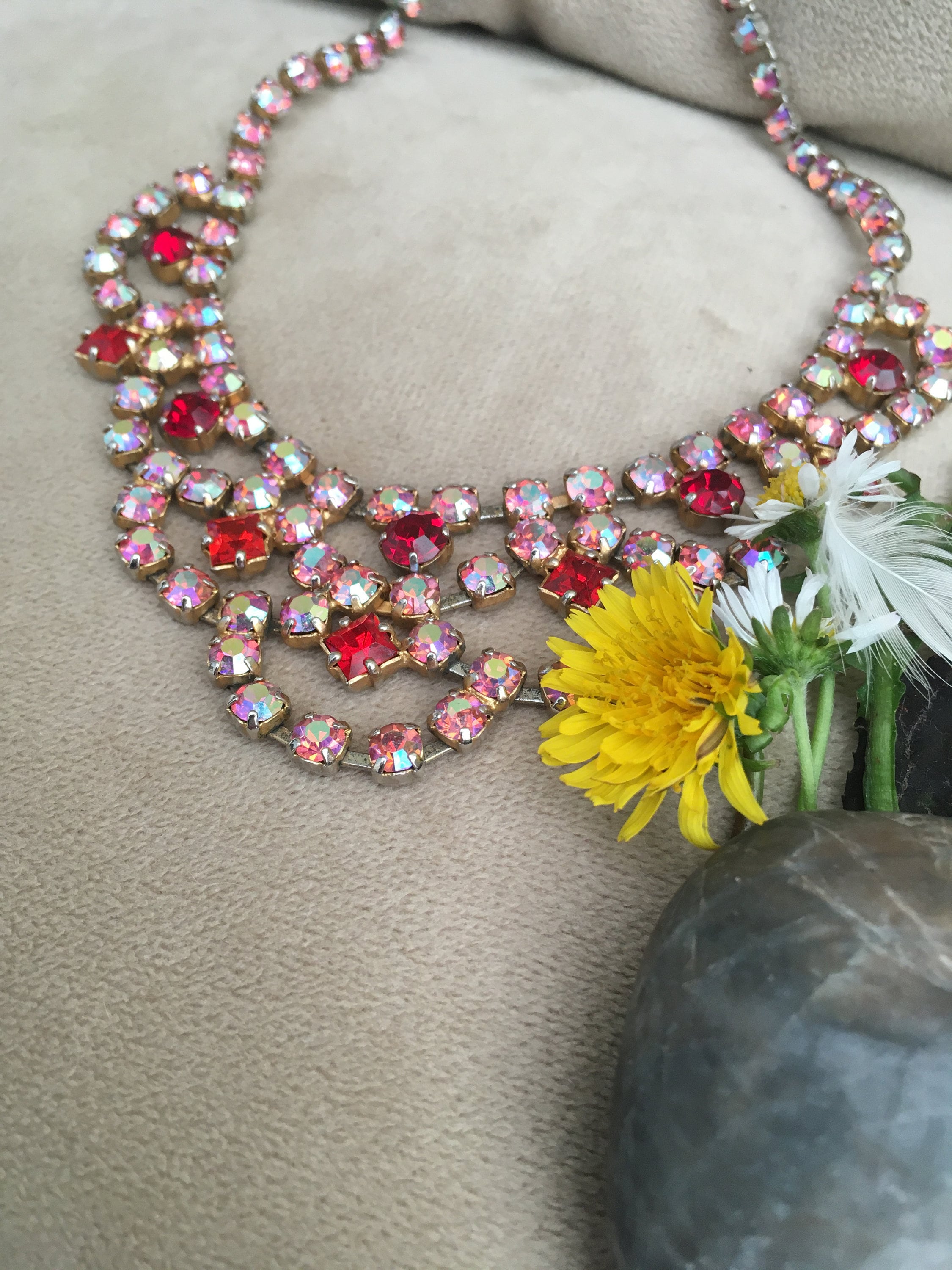 Vintage Sparkling Spectrum of Red Rhinestone Stunning Necklace | Etsy