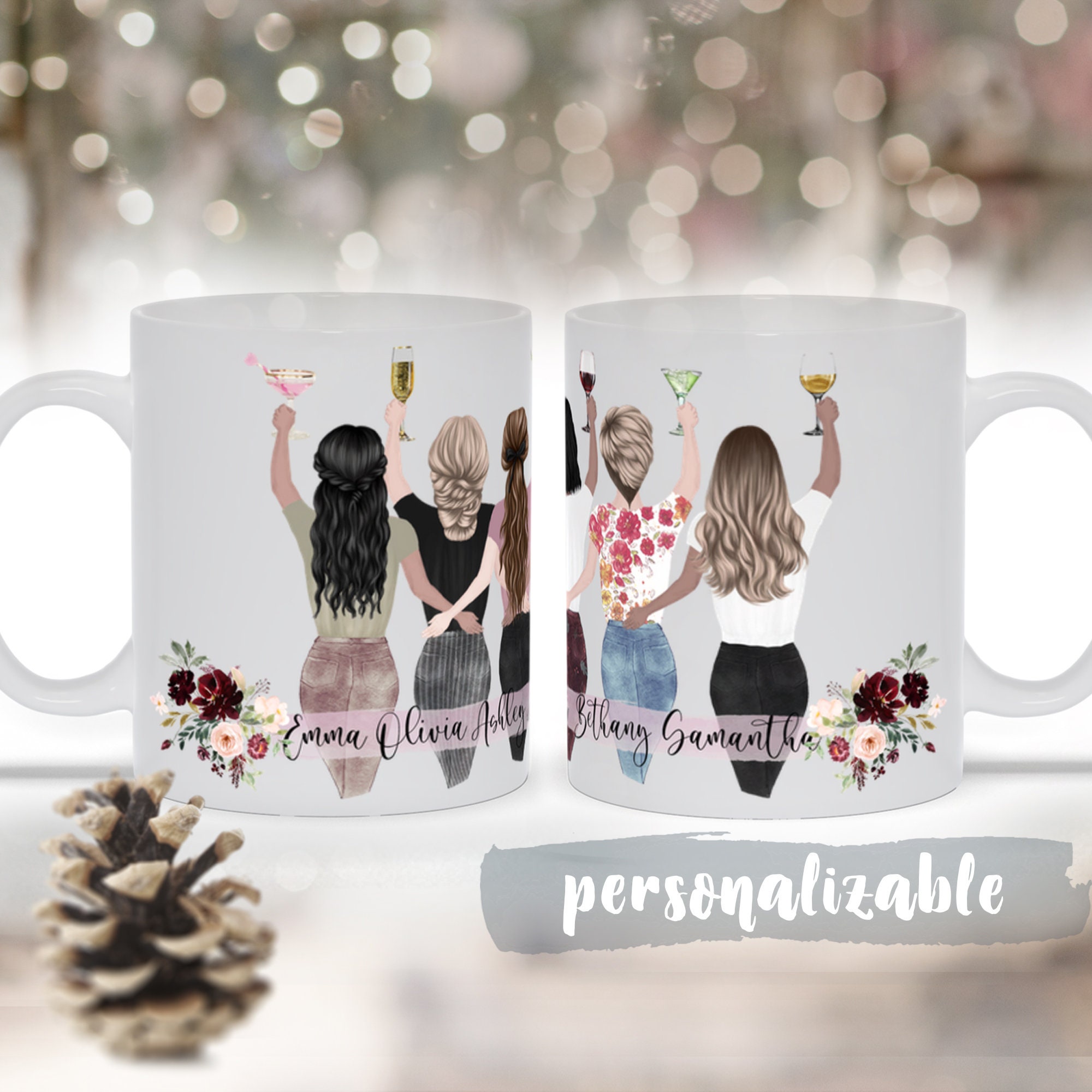 Best Friends Gift for 6 Girls 6 Best Friends With Drinks - Etsy