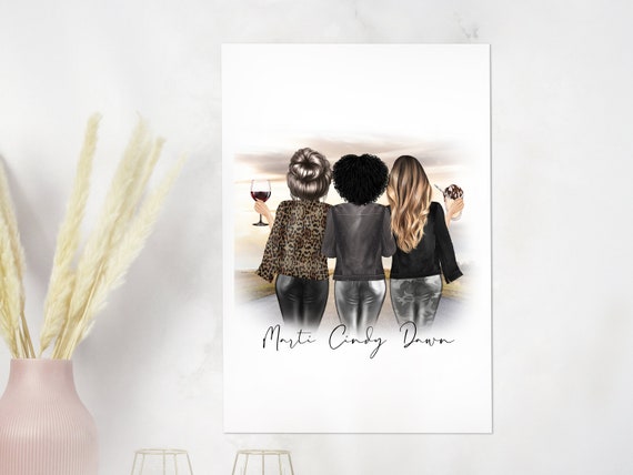 3 Best Friends Poster Paper Gift Sisters Print Gift for - Etsy