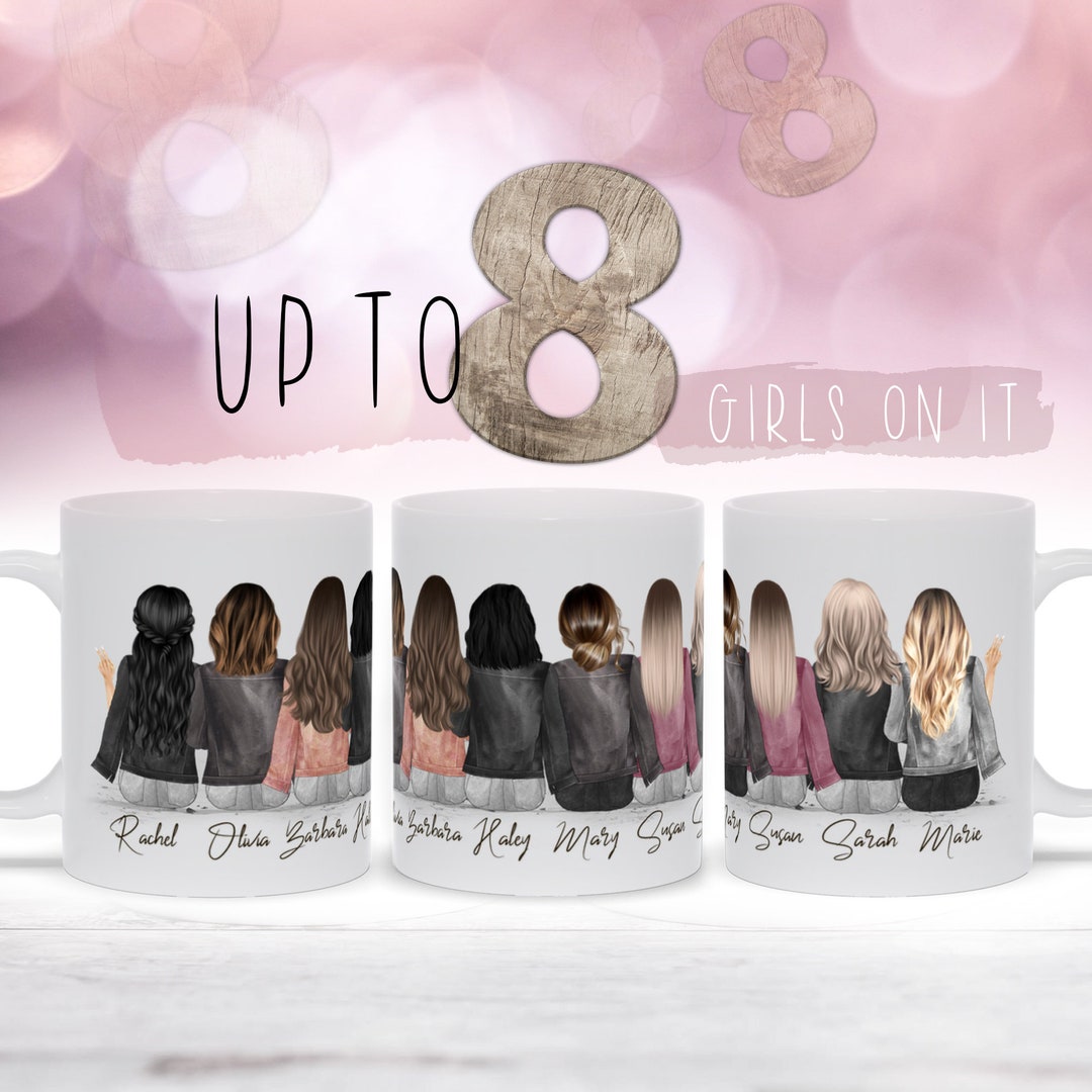 Personalized up to 8 Girls Coffee Mug 8 Besties 8 Best Friends Forever ...