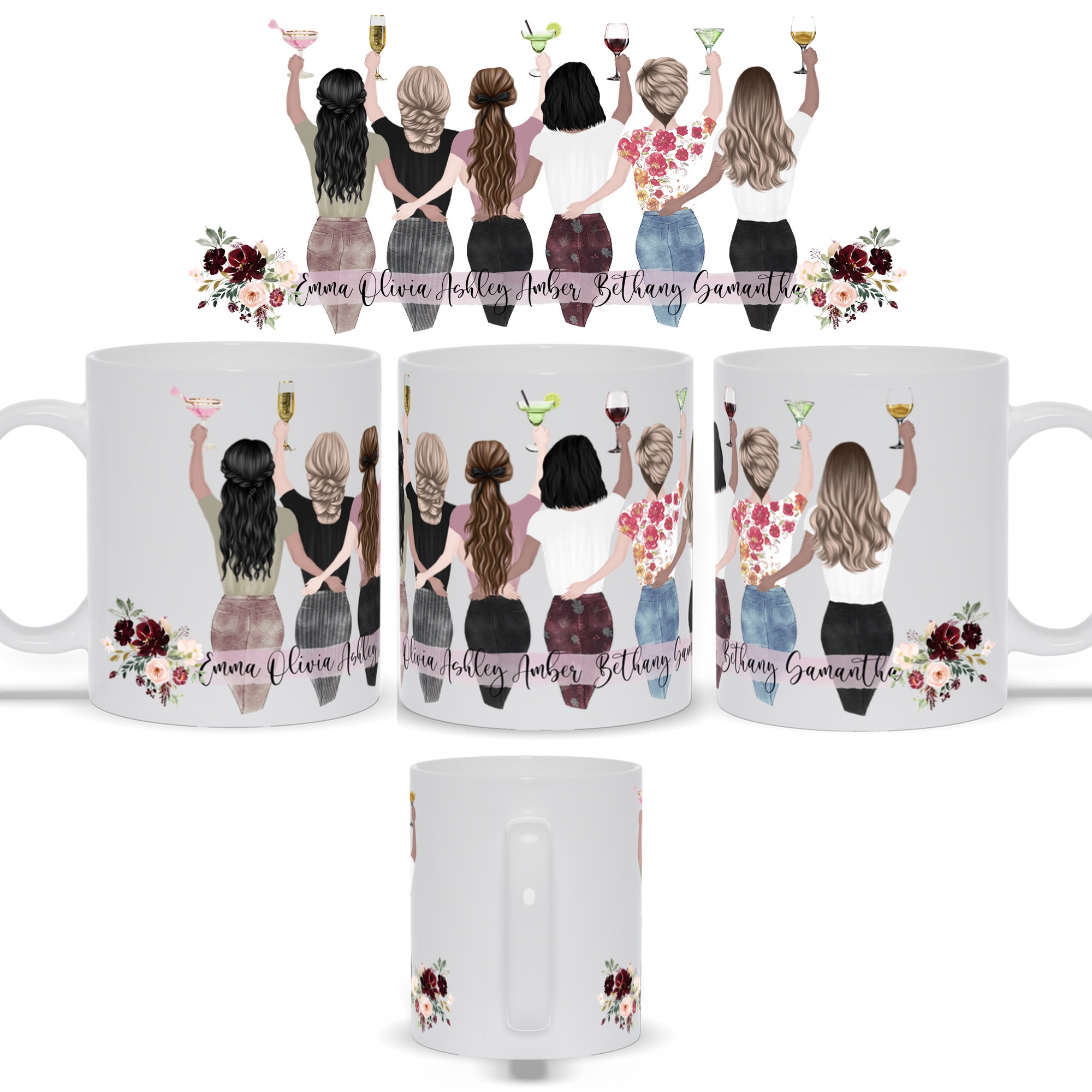 Best Friends Gift for 6 Girls 6 Best Friends With Drinks - Etsy