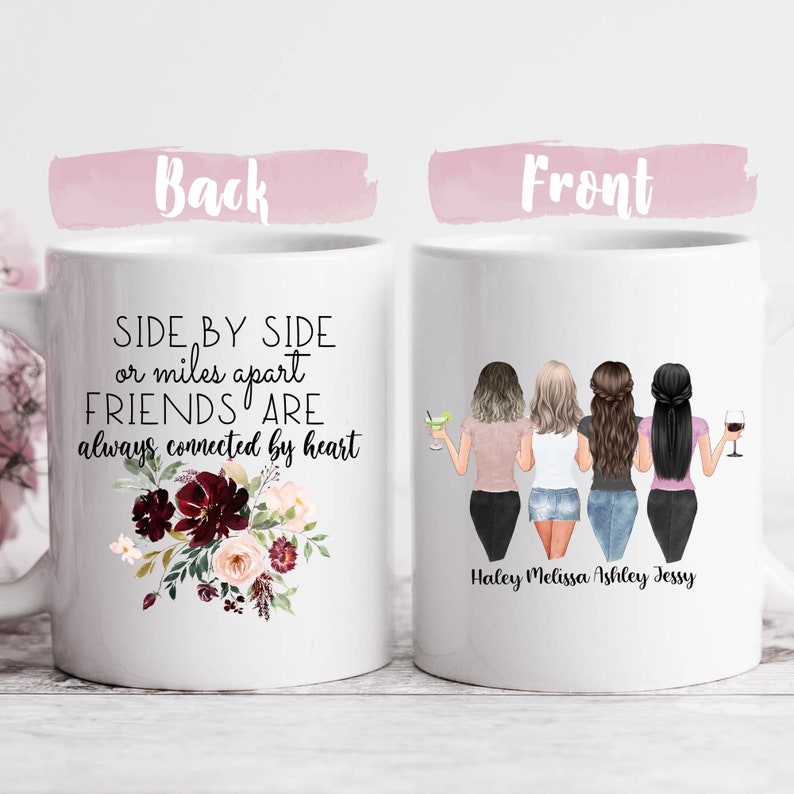 Custom Mug for Friends | Four Friends | 4 Girlfriends | BFF Gift | 4 ...