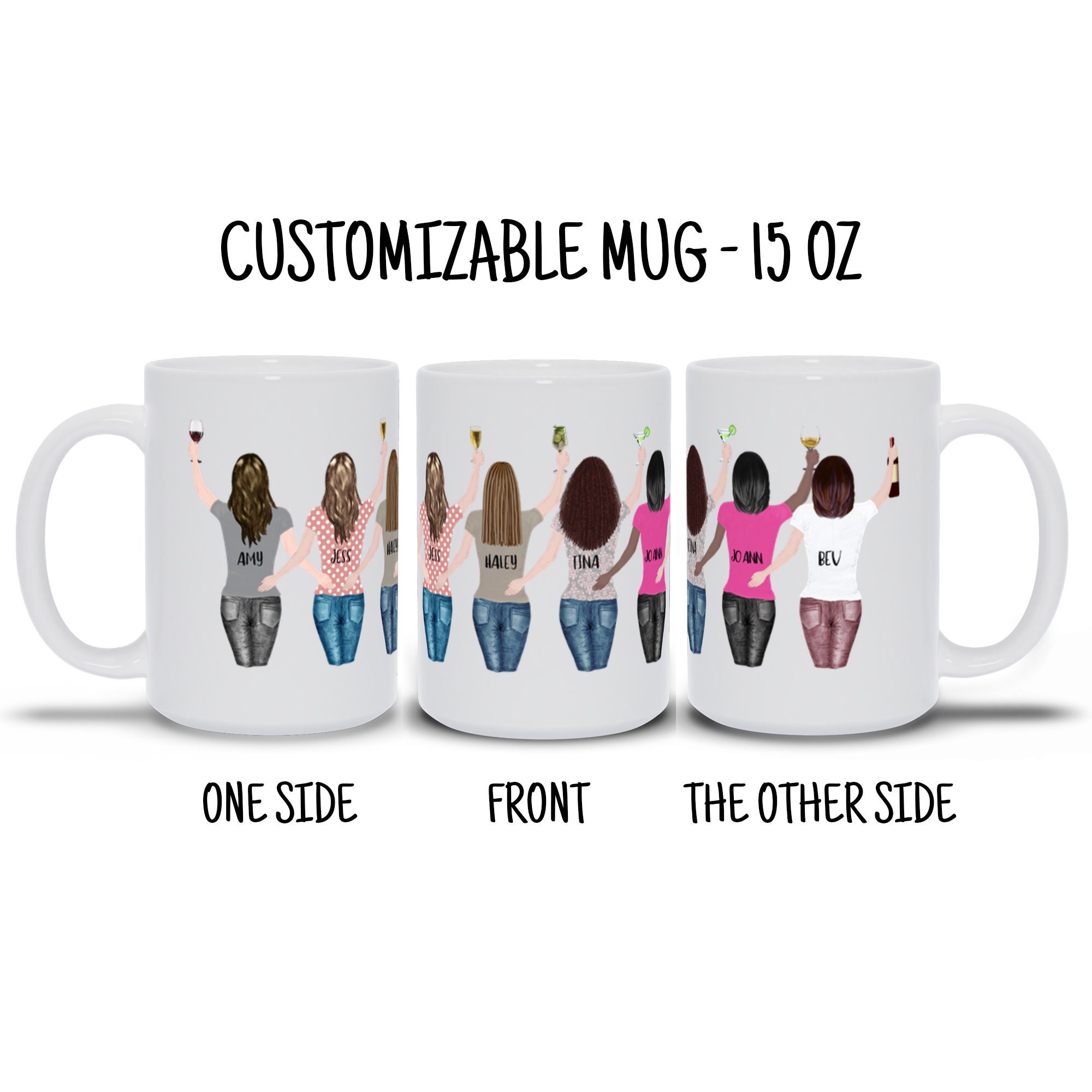 Best Friends Gift for 6 Girls 6 Best friends mug Sisters | Etsy