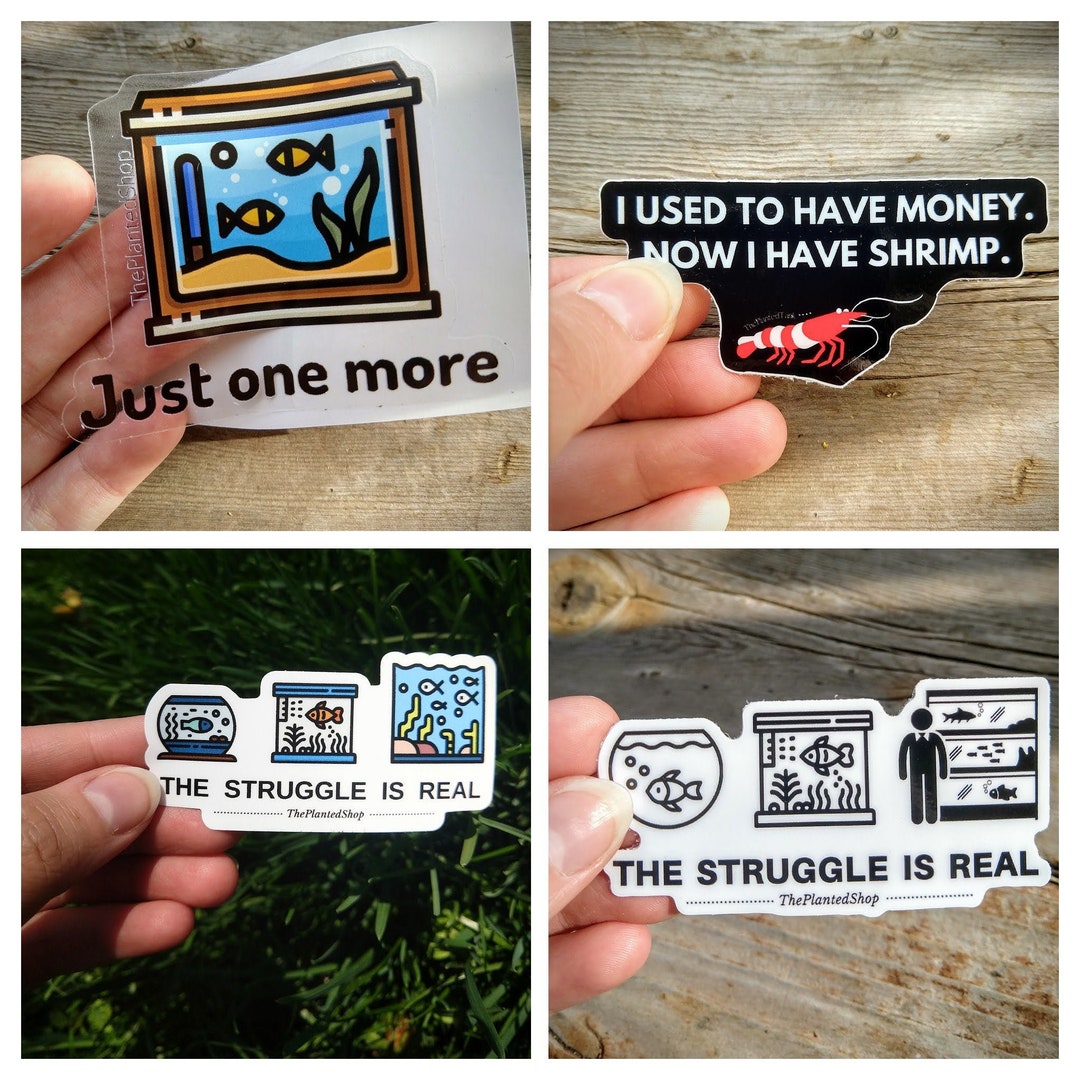 4 Fish Tank Decal Stickers, Aquarium Gifts, Laptop Hobby Vinyl Sticker ...