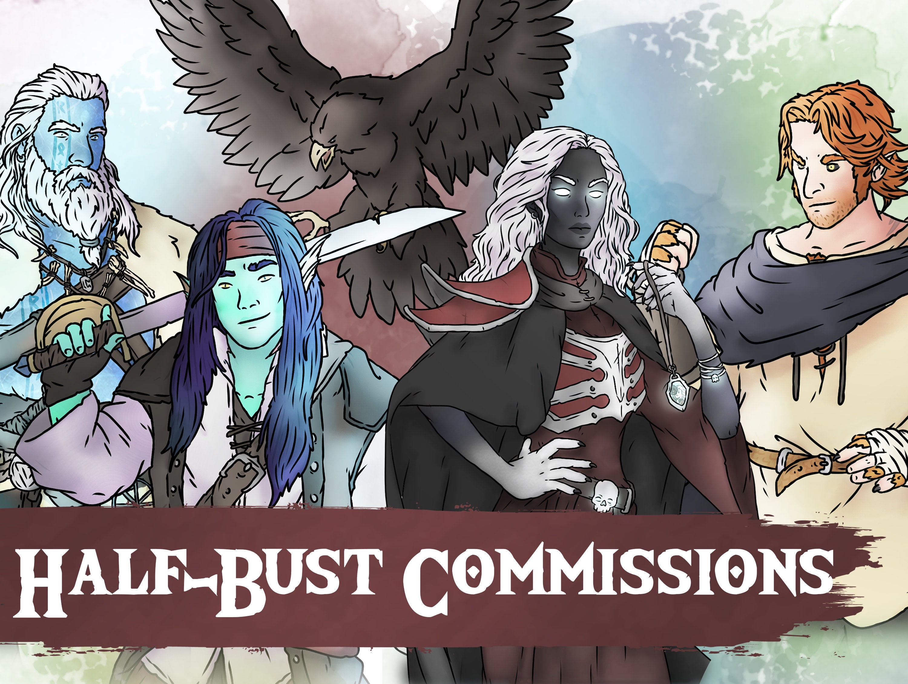 D&D Custom Character Commission Illustration Half-bust - Etsy