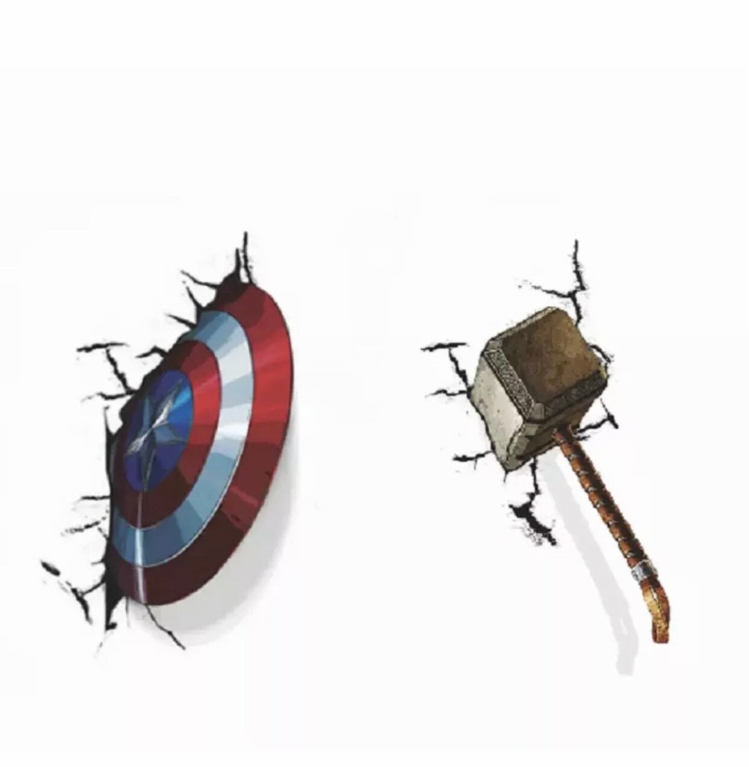 Superhero Avenger Captain America Shield / Thor Hammer 3D - Etsy UK