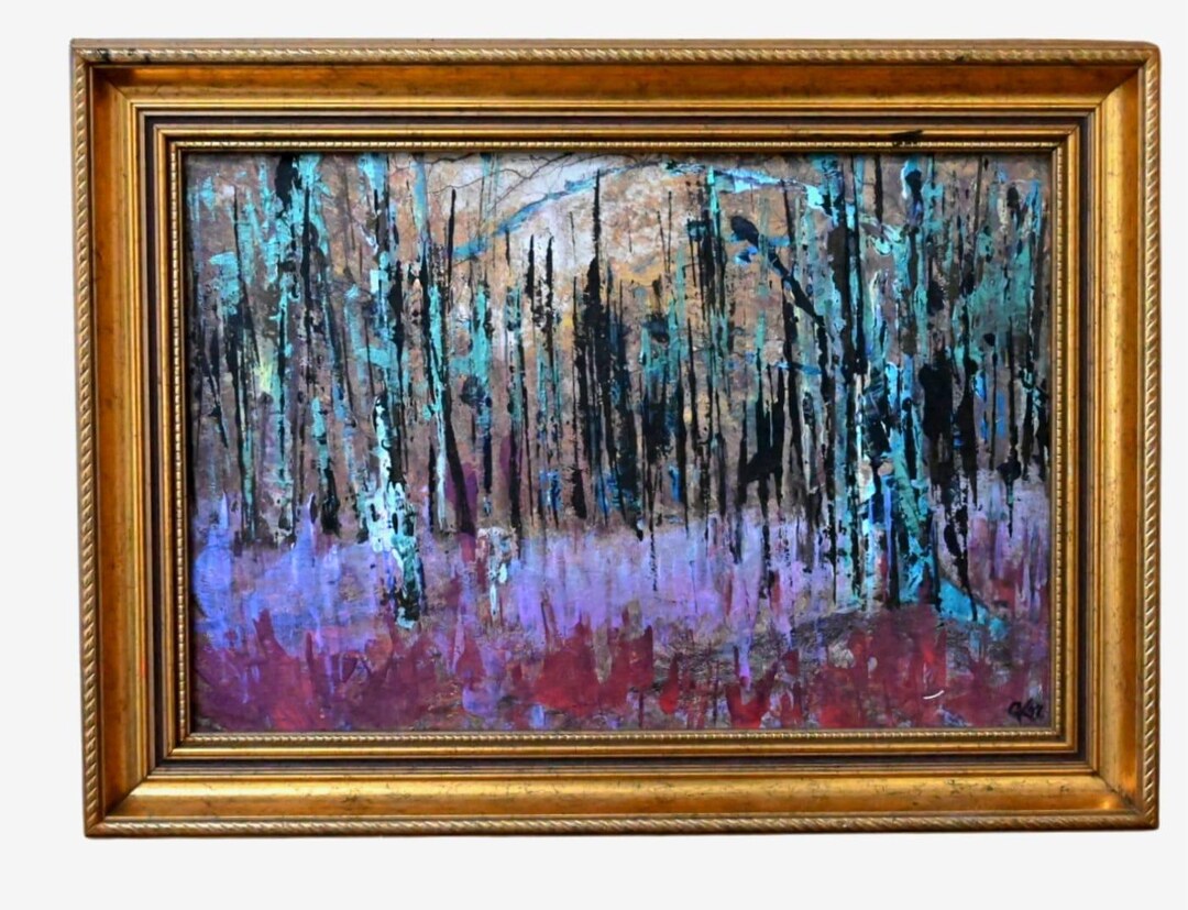 Abstract Painting in Frame. Shiny and Textured Original Art. - Etsy