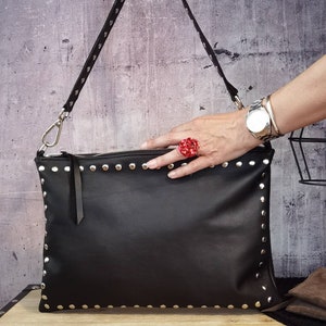 Leather Shoulder Bag Studs, Unique Leather Purse Surprise, Shoulder Bag ...