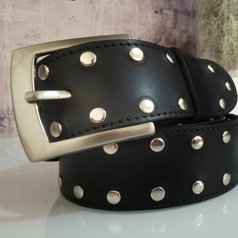 Studded Leather Belt - Etsy