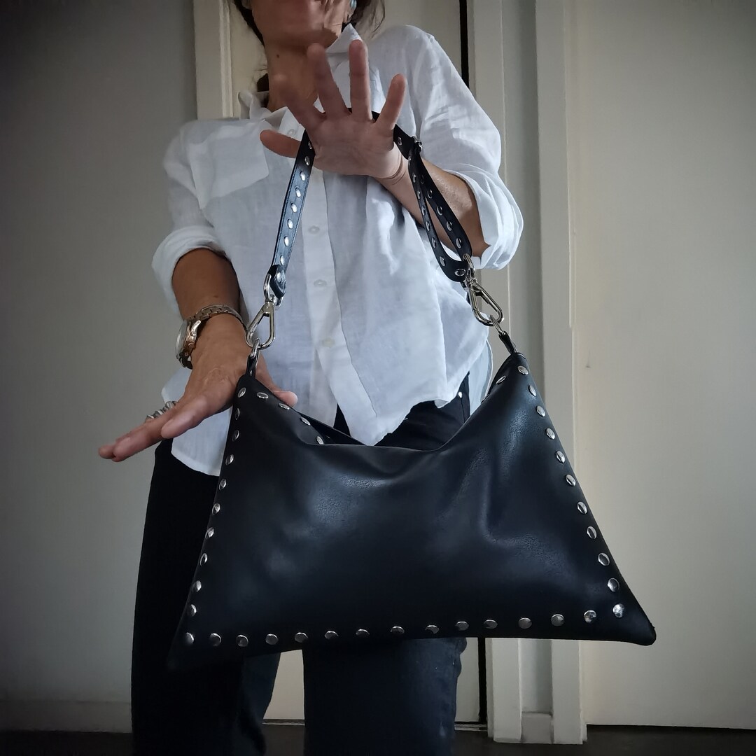 Leather Shoulder Bag Studs, Unique Leather Purse Surprise, Shoulder Bag ...