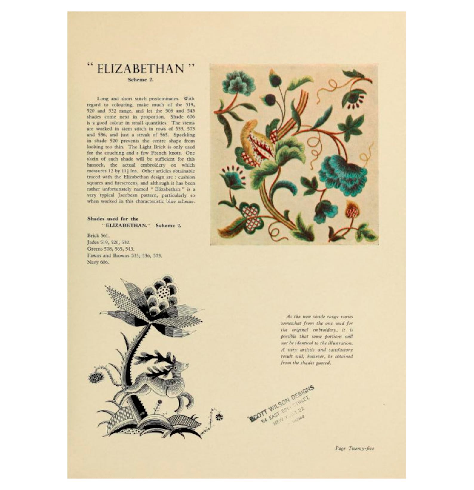Crewel Embroidery Pattern Jacobean Vintage Embroidery Pattern - Etsy