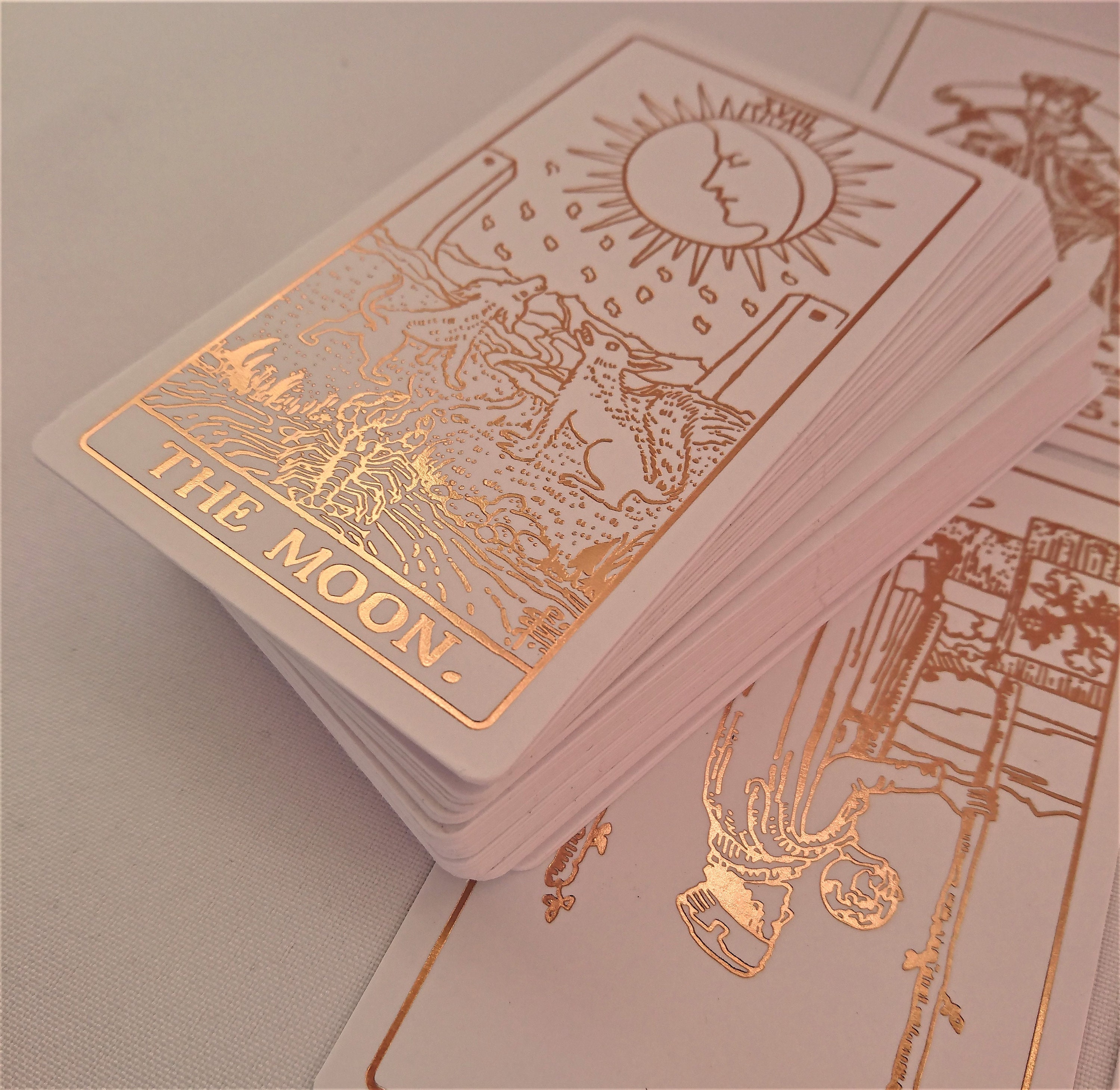 White Tarot Cards Pink Gold Foil Tarot Rider Waite oro rosa | Etsy