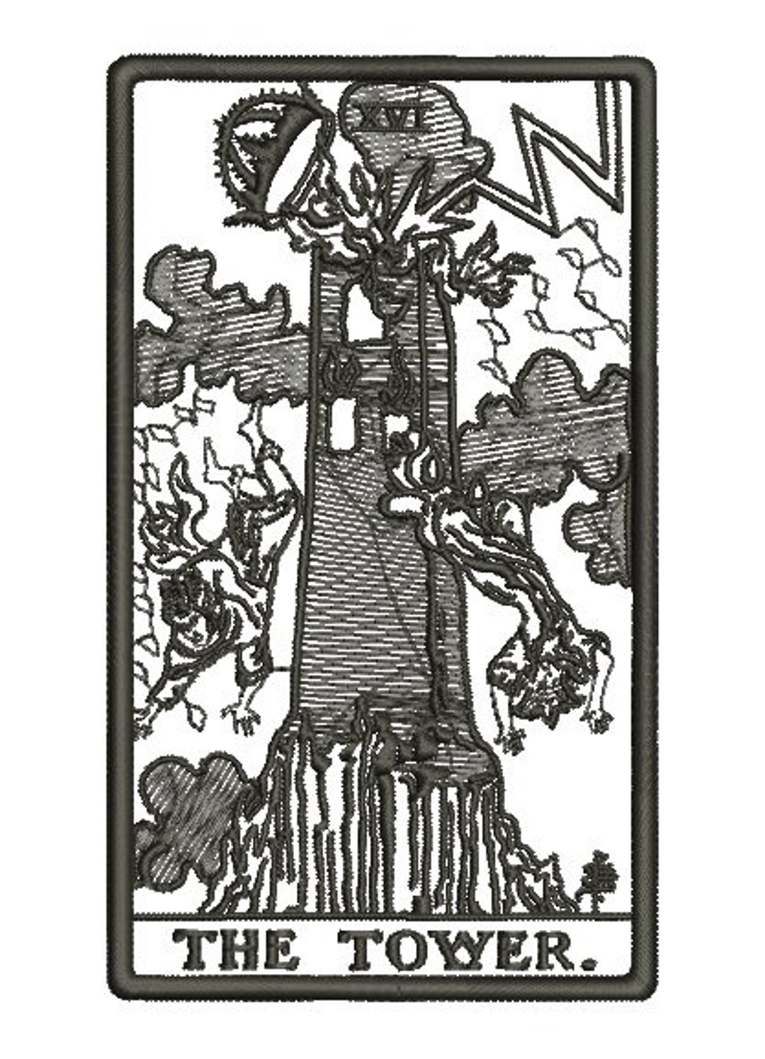 Embroidery Pattern Tarot Cards TOWER, Machine Embroidery Design ...