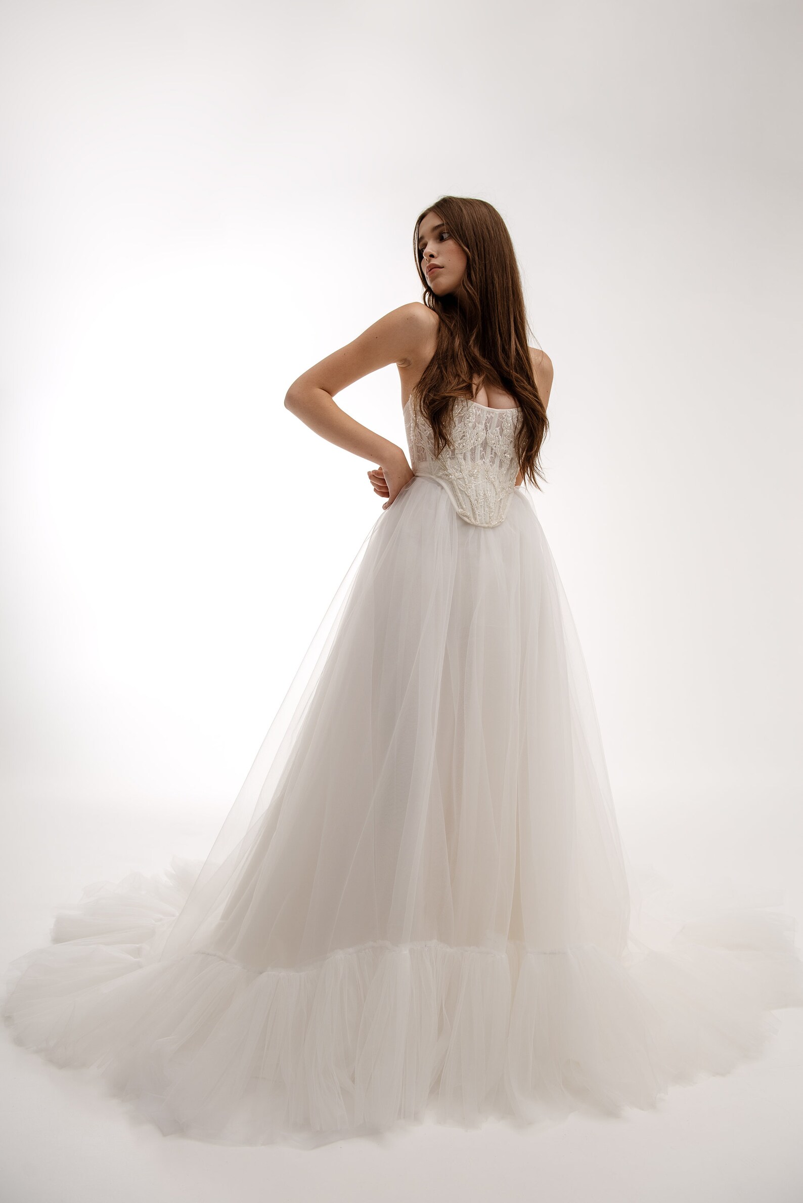 Adjustable Back Ribbon Corset With Transparent Embroidery, Beaded ...