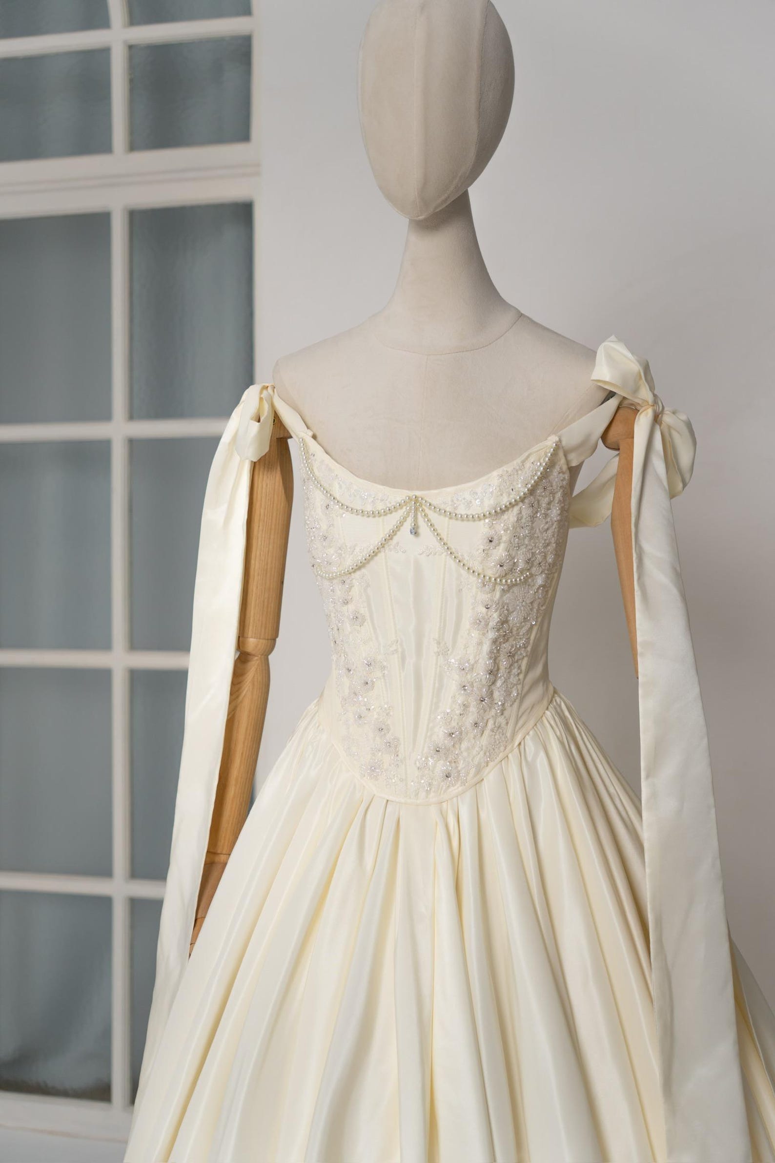 Pearl Embroidered Corset & A-line Skirt Set, Ivory Bridal Two Piece ...