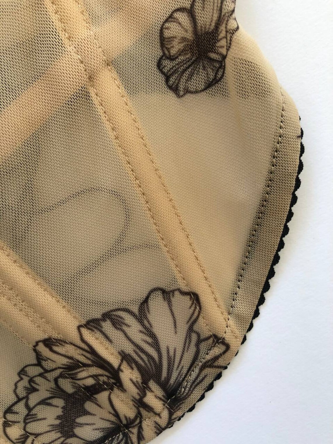 Black and Beige Tattoo Mesh Corset Belt Transparent Tight | Etsy