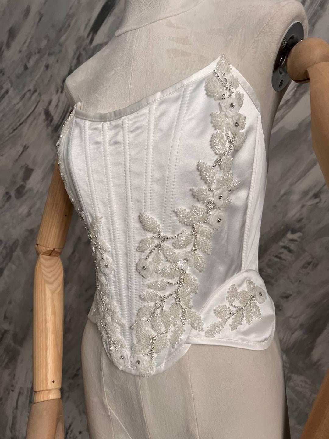 Corset for Wedding Dress With Flower Embroidered Decor, Vintage Style ...