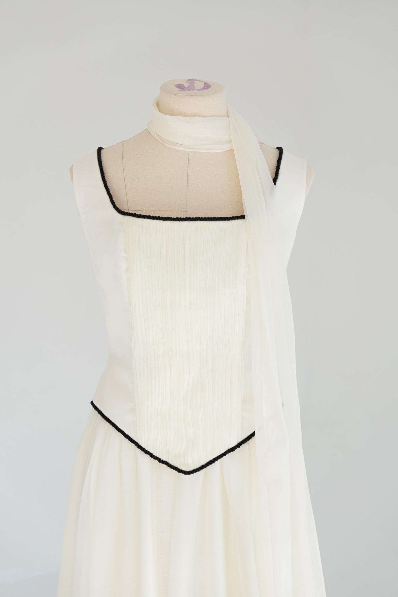 Twisted Rope Detail Silk Dress, Lace-up Corset, Midi Skirt, Crepe ...