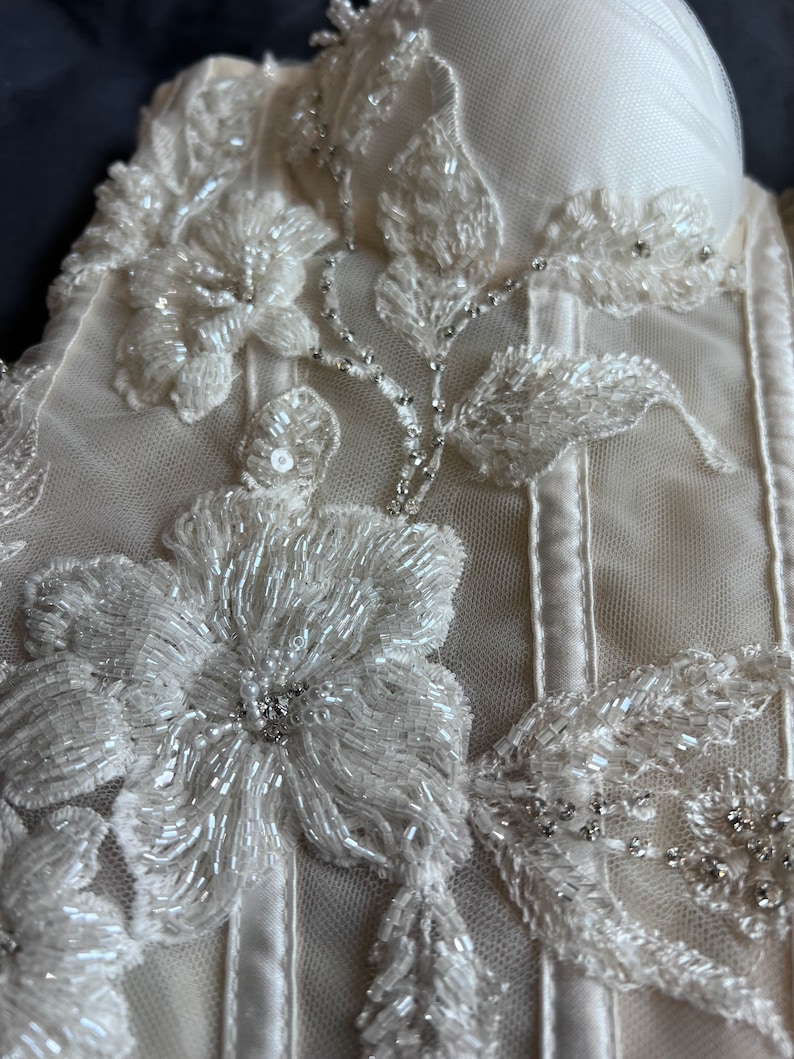 Ivory Mesh Corset Top With Satin Cups Flower Embroidery White - Etsy