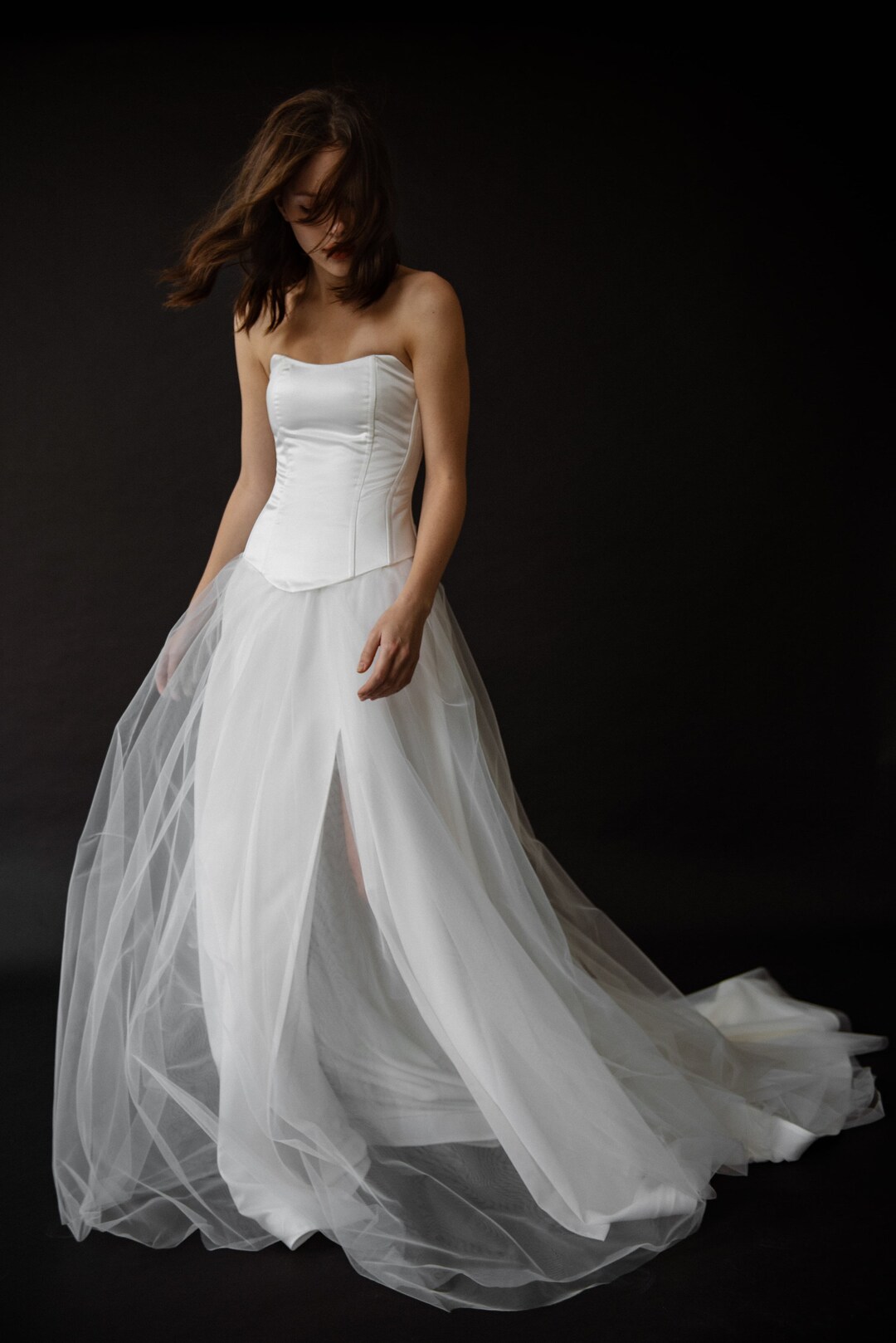 Mesh Cut Leg Wedding Skirt, Bridal Skirt, Unique Wedding Dress, Sheer ...