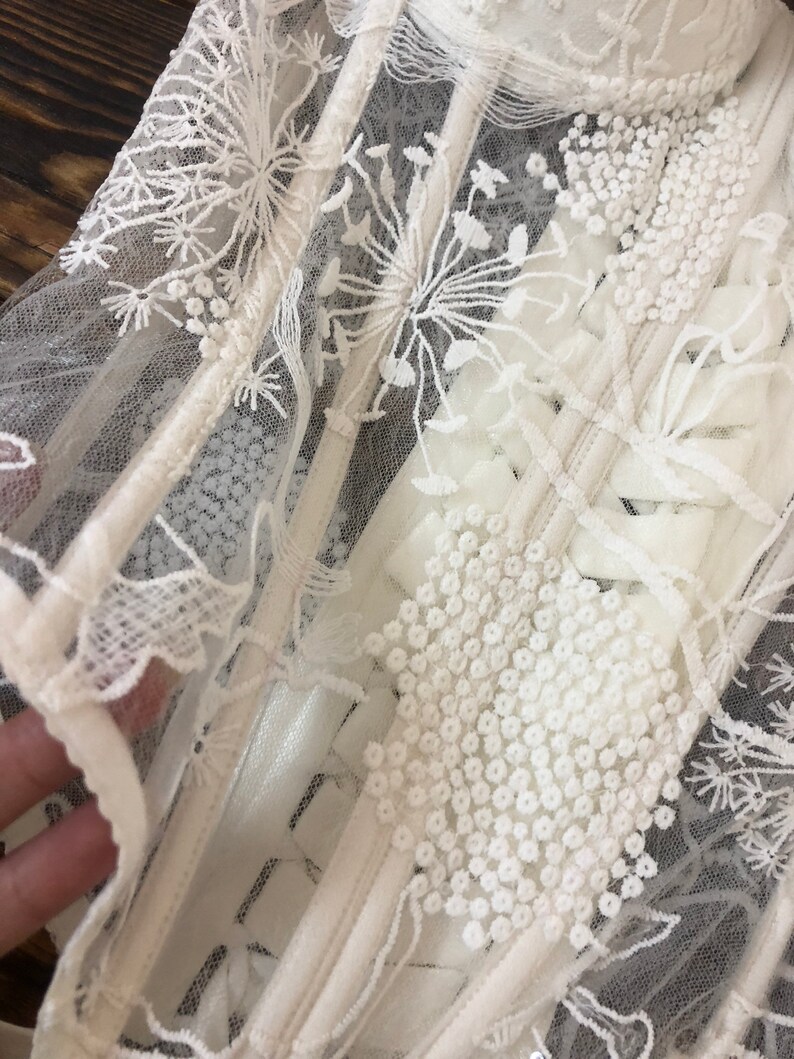 Ivory Mesh Flower Lace Corset Top With Lace Clasp on the Back | Etsy