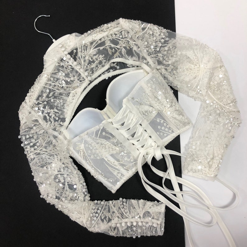 Floral Beaded Lace Wedding Custom Corset Long Sleeves Corset - Etsy