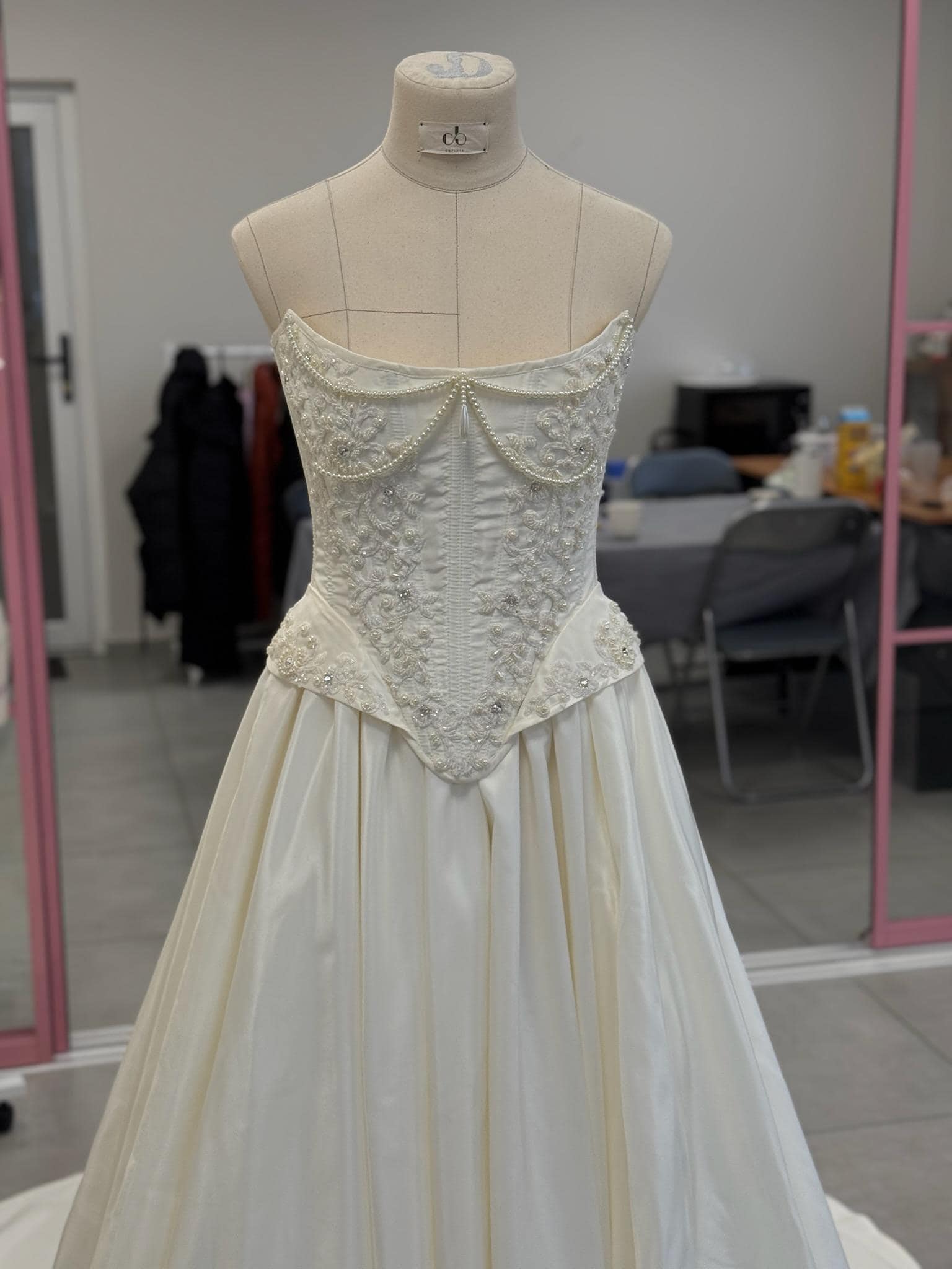 Taffeta Corset Set With Beaded Appliqué, Corset Top, Elegant Taffeta ...