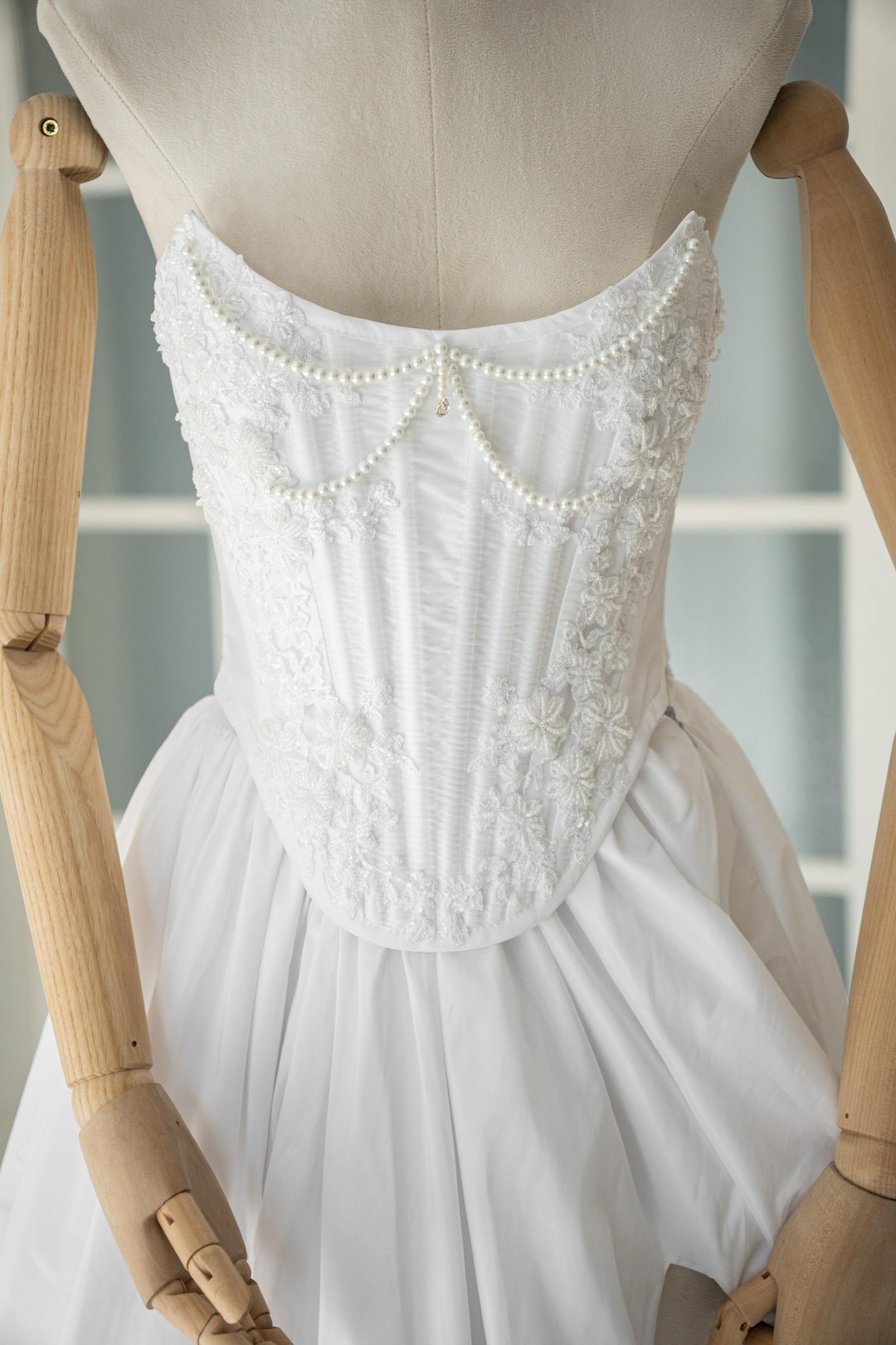 Victorian Style White Corset Wedding Set, Formal Bridal Wear, Vintage ...