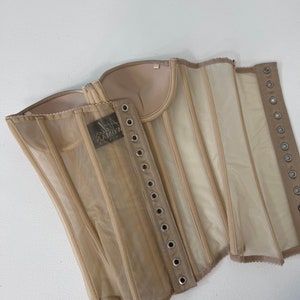 Ivory Mesh Corset Top With Satin Cups, White Lacing Back Wedding Bridal ...