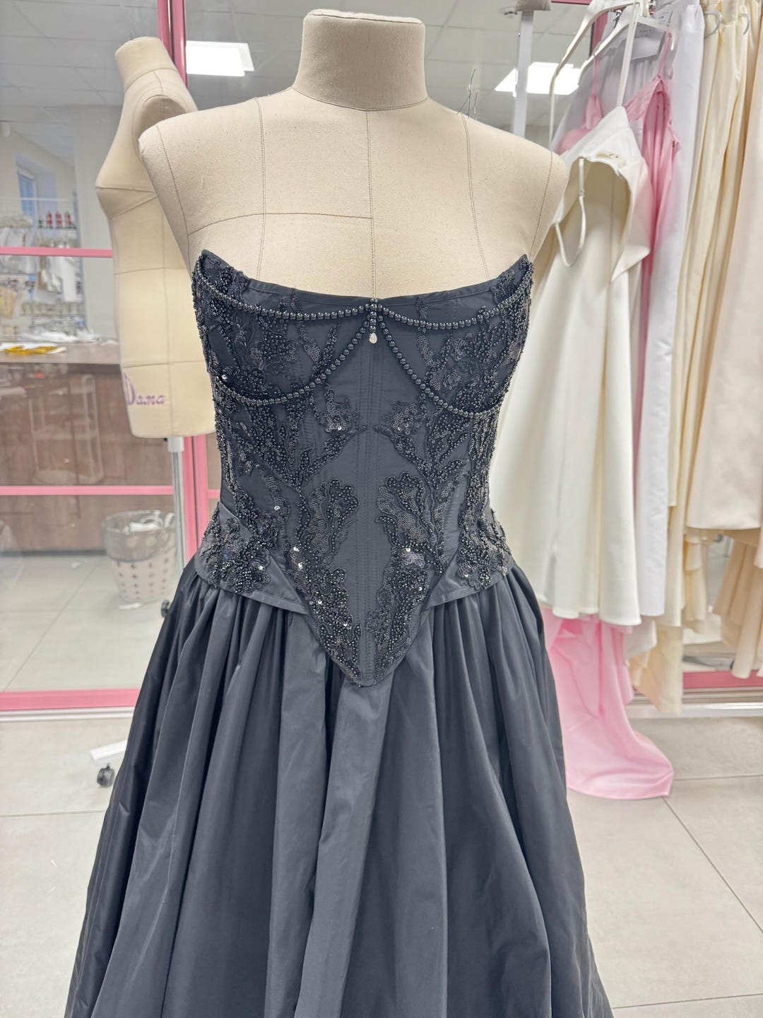 Taffeta Corset Set With Beaded Appliqué, Corset Top, Elegant Taffeta ...