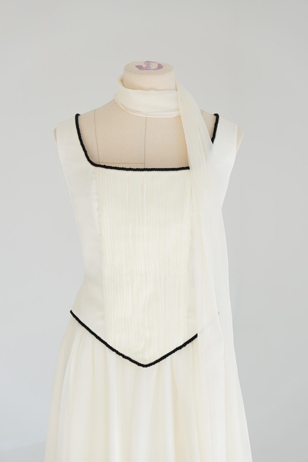 Twisted Rope Detail Silk Dress, Lace-up Corset, Midi Skirt, Crepe ...