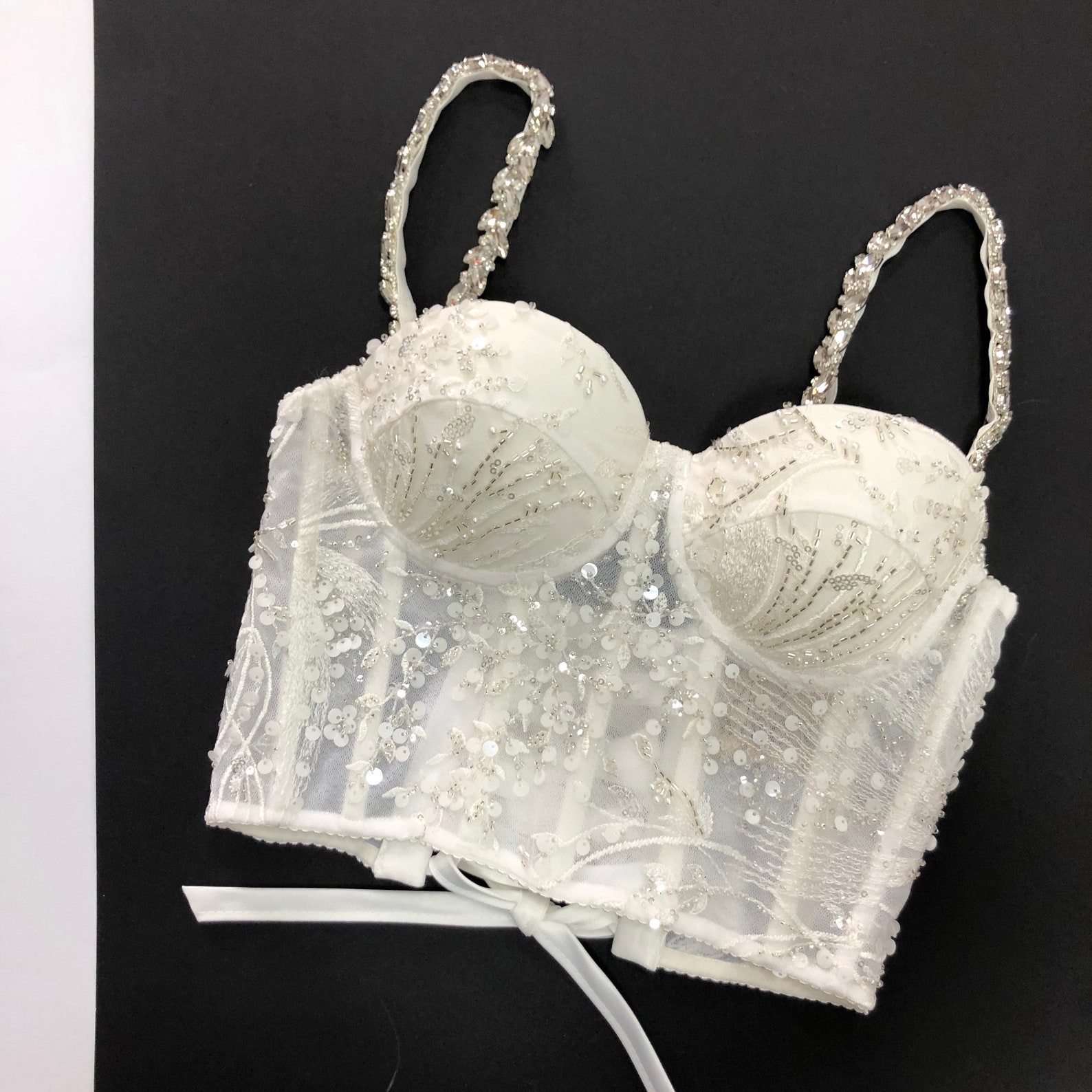 Floral Beaded Lace Wedding Custom Corset Rhinestone Straps - Etsy