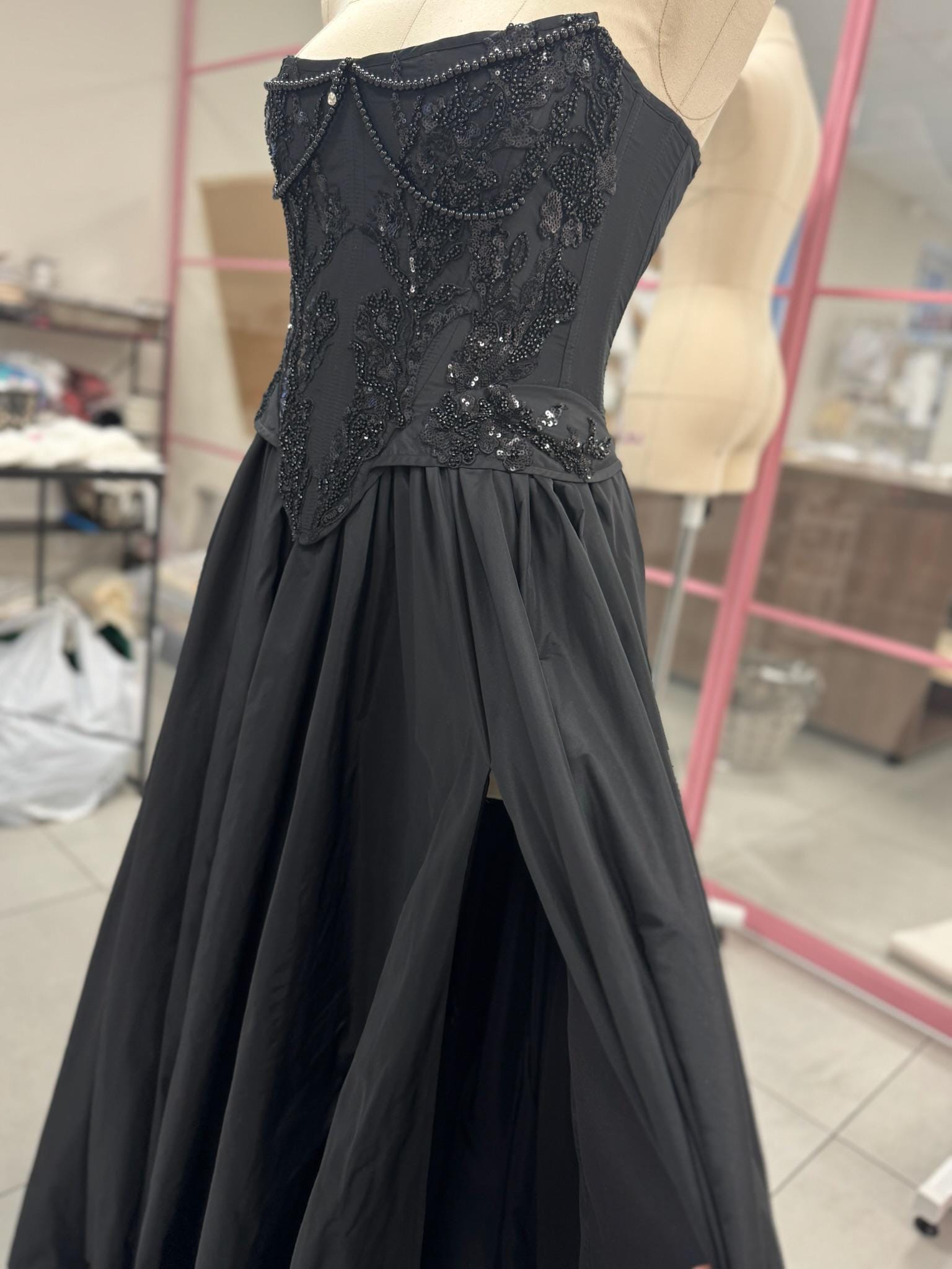 Taffeta Corset Set With Beaded Appliqué, Corset Top, Elegant Taffeta ...