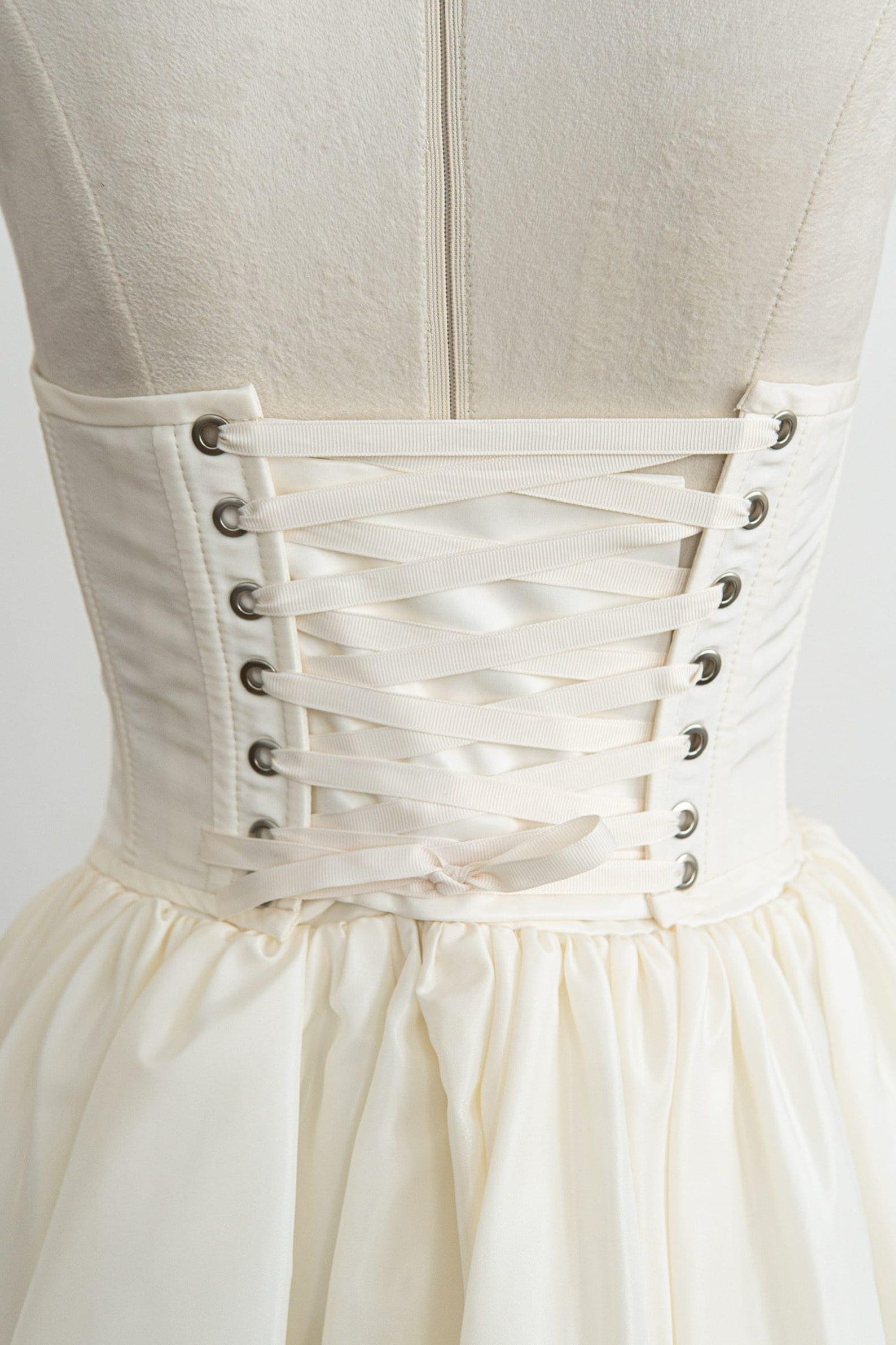 Taffeta Corset Set With Beaded Appliqué, Back Ties, Lined Leg Slit ...