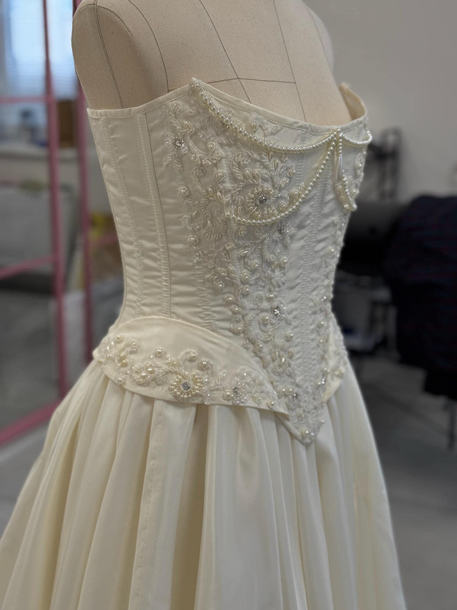 Taffeta Corset Set With Beaded Appliqué, Corset Top, Elegant Taffeta ...